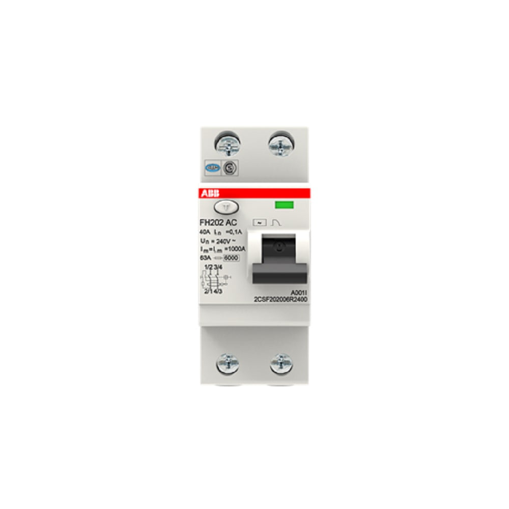 ELCB/RCCB ABB 40A 2-Pole 100mA (FH202 AC 40 / 0.1) — Bulls Hardware LLC